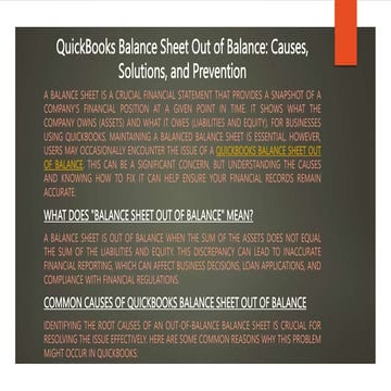 Fixing QuickBooks Balance Sheet Out of Balance: Essential Guide | PPTX