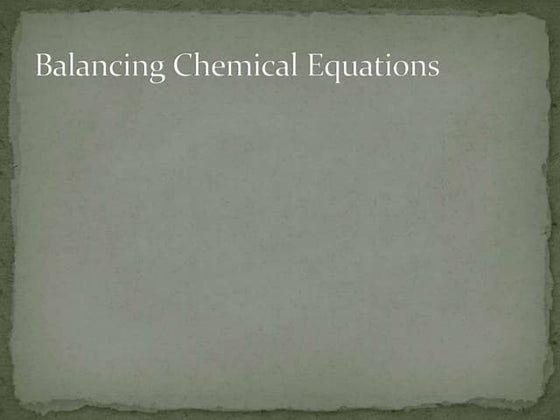 Balancing chemical equation | PPT