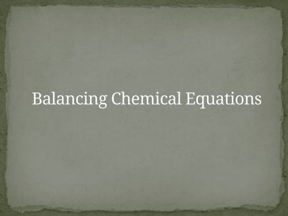 Balancing chemical equation | PPT