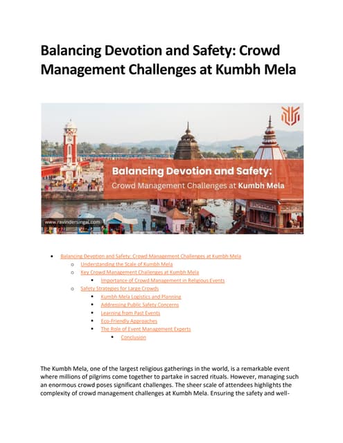Ardh Kumbh Mela A Case Study in Crowd Management | PDF