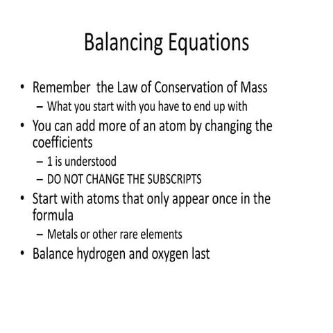 Balancing Equations | PPT