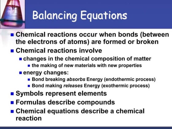 Balancing Chemical Equations | PPT