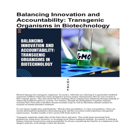 Balancing Innovation and Accountability: Transgenic Organisms in Biotechnology | PDF