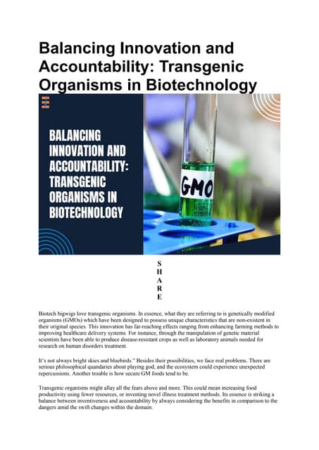MODULE-9-Biotechnology, Genetically Modified Organisms, and Gene ...