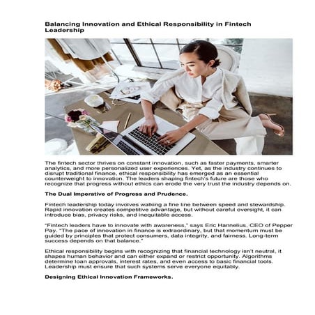 Balancing Innovation and Ethical Responsibility in Fintech Leadership ...