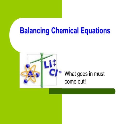 balancing of chemical equations phy scie.ppt | Chemistry | Science