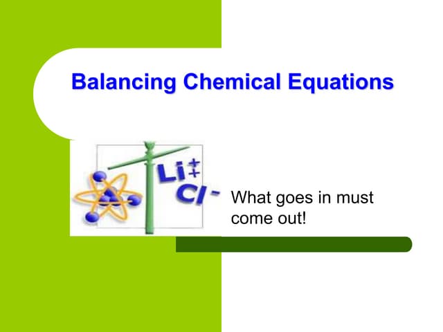 Balancing chemical equation | PPTX