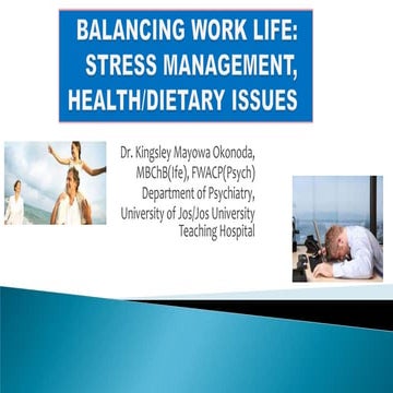 Balancing work life, stress management, health dietary issues ...