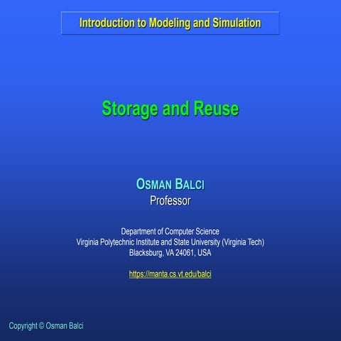 BalciSlides-19-StorageReuse Lecture Notes | PDF