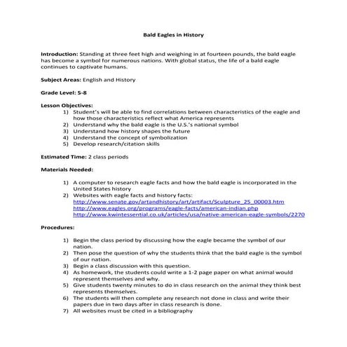 Bald eagles in history | DOCX