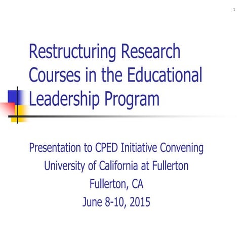 Restructuring Research Courses in the Educational Leadership Program | PPTX