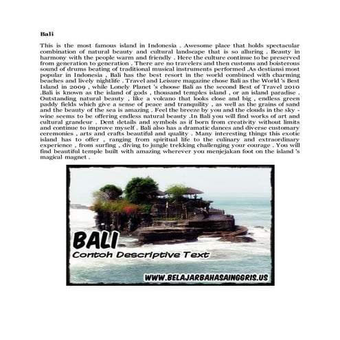 Enchanting Bali Tour Journey Through Island Paradise Experience | DOCX