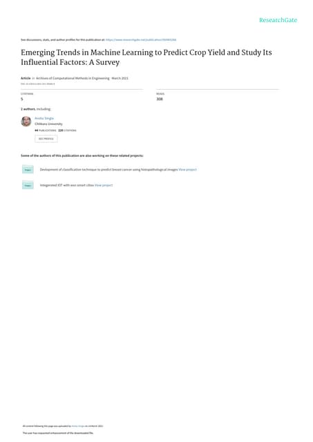 Random Forest Application for Crop Yield Prediction | PDF