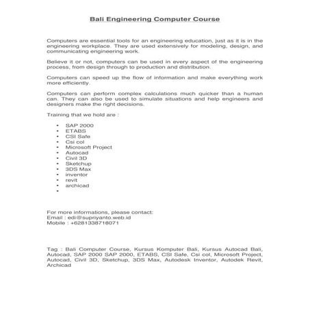 Bali engineering computer course | PDF