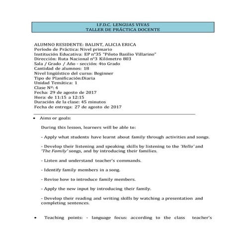 Primary Level - Lesson Plan 4 | DOCX | Primary Education | Education