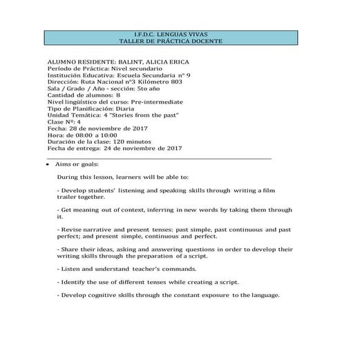 LESSON PLAN Q1 W5 the past tense of the verb | DOCX