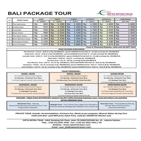 Bali package tour | PDF
