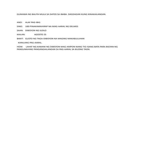 Balita-Pagsasanay-no.-3. upang maging magaling sa pagbabalita | PDF