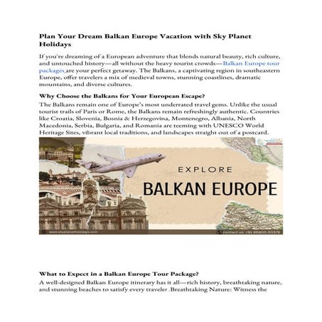 Plan Your Dream Balkan Europe Vacation with Sky Planet Holidays | DOCX