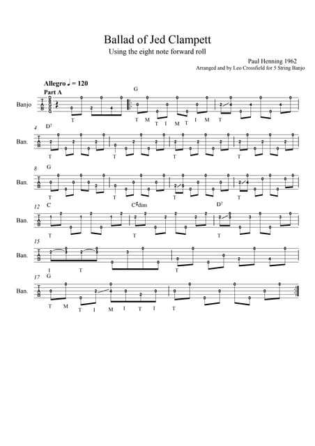 Melodic 5 String Banjo Roll patterns | PDF | Classical Music | Music