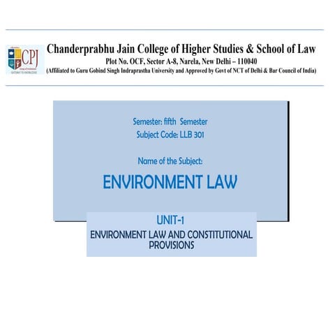 ENVIRONMENT LAW | PPT