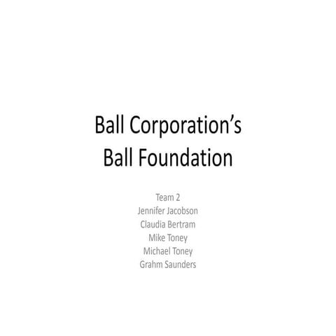 Ball corp. Corporate Social Responsibility Proposal ( michael toney ...