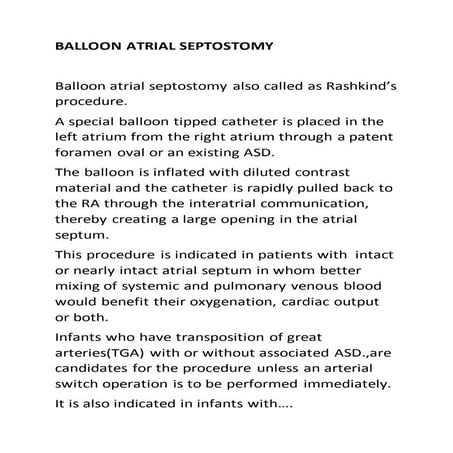 Balloon atrial septostomy | DOCX