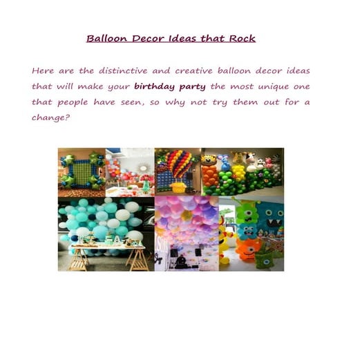 Balloon Decor Ideas that Rock - Party Zealot | PDF