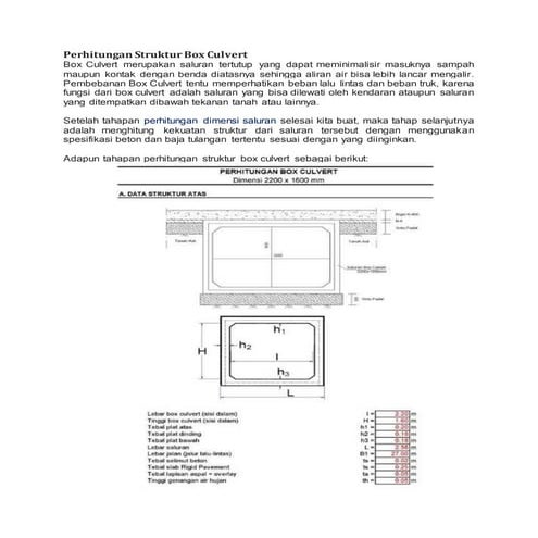 Perhitungan struktur box culvert | DOCX