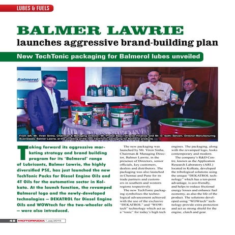 Balmer lawrie motorindia july'15 | PDF | Automotive