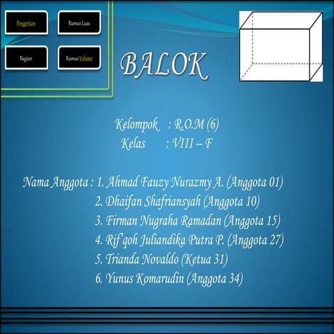 MATERI KELAS 6 MATEMATIKA BANGUN RUANG BALOK.pptx