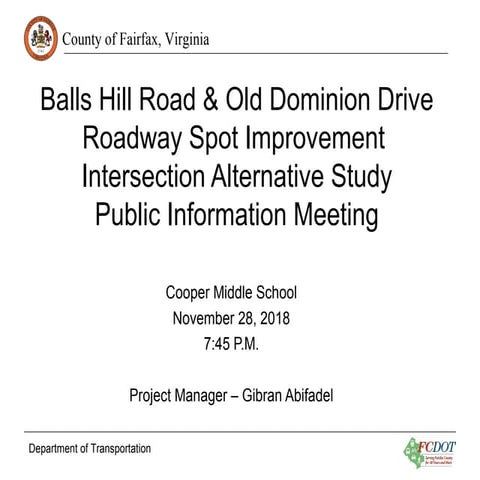 Balls Hill Road and Old Dominion Drive Roadway Spot Improvement ...