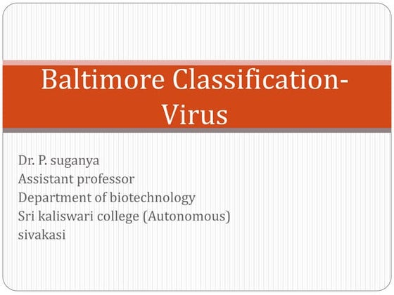 Baltimore classification of viruses presentation | PPTX | Biological ...