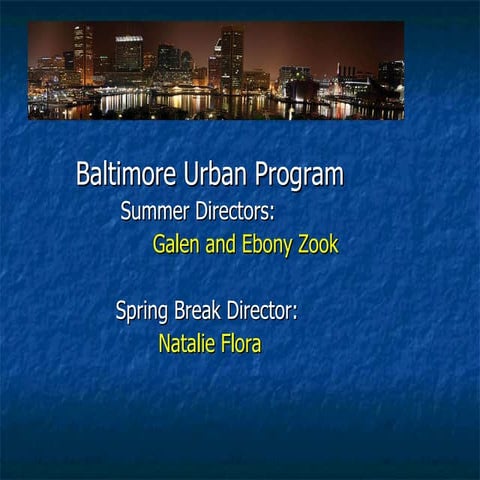 Baltimore Urban Programs Presentation | PPT