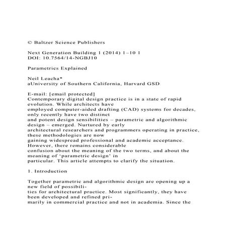 © Baltzer Science PublishersNext Generation Building 1 (20.docx