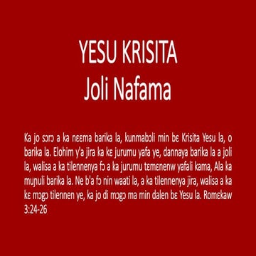 Bambara (Bamanankan) - Yesu Krisita Joli Nafama - The Precious Blood of ...