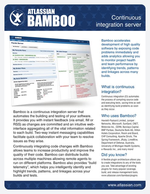 Bamboo Continuous Integration Server - Brief | PDF Bamboo Continuous Integration Server - Brief | PDF