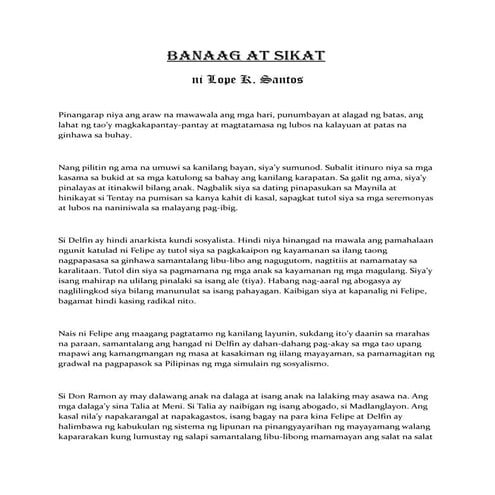 Banaag at Sikat Powerpoint Presentation | PPTX