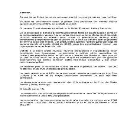 El cultivo del banano Ecuador | PPTX