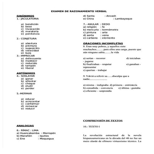 Sinnimos Ejercicios Resueltos Uni Razonamiento Verbal Razonamiento