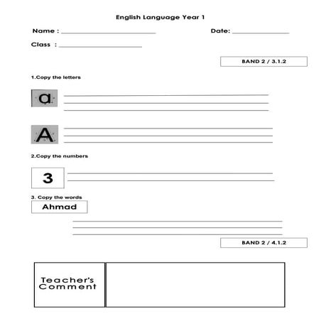 English lesson plan Year 1 - iwear