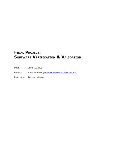 Software Verification & Validation | PPT