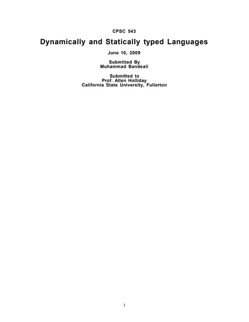 Maintenance Of Dynamically Vs Statically Typed Languages Pdf