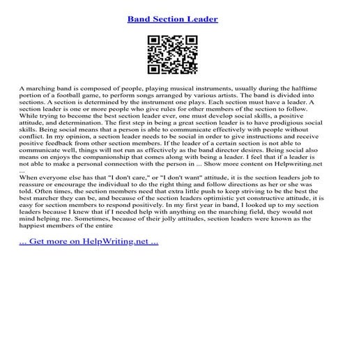 Band Section Leader | PDF