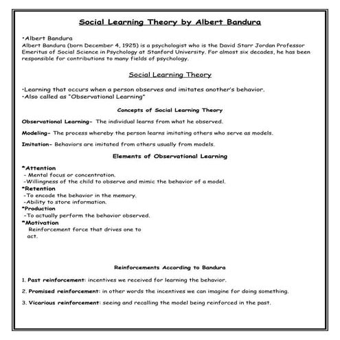 albert bandura's social learning theory | DOC