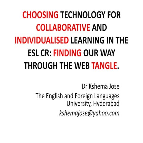 Talk on use of technology in the esl classroom | PPTX