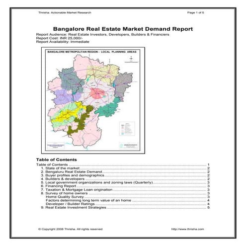 Bangalore Real Estate Market Report | PDF