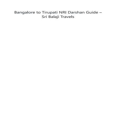 Tirupati Balaji Darshan Yatr - Pilgrimage Tour | PDF