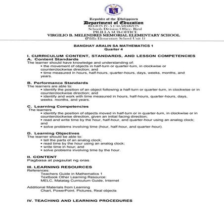 Lesson Plan Mathematics 1 Quarter 4-week 6 | DOCX
