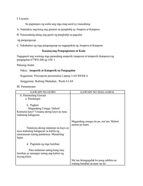 COT1-Fil 10 F10WG-If-g-61 Panghalip Bilang Panuring Sa Mga Tauhan | DOCX